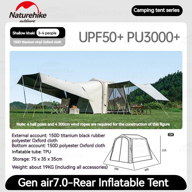 Naturehike AIR 7.0 Inflatable Car Tail Tent Portable SUV MPV Side Tunn ...