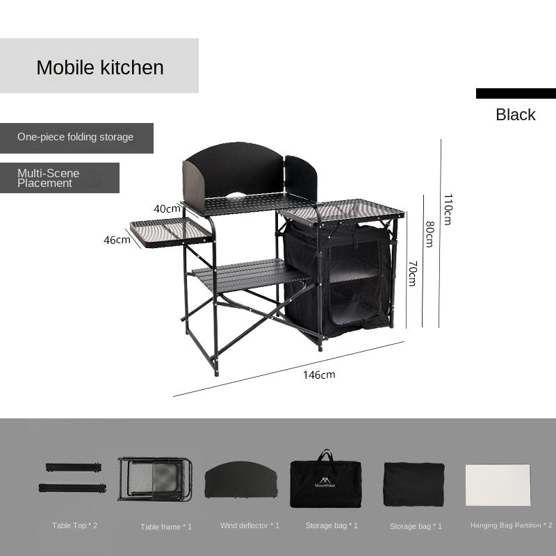 Mountainhiker Black Mobile Kitchen Table Portable Foldable – EZcamp ...