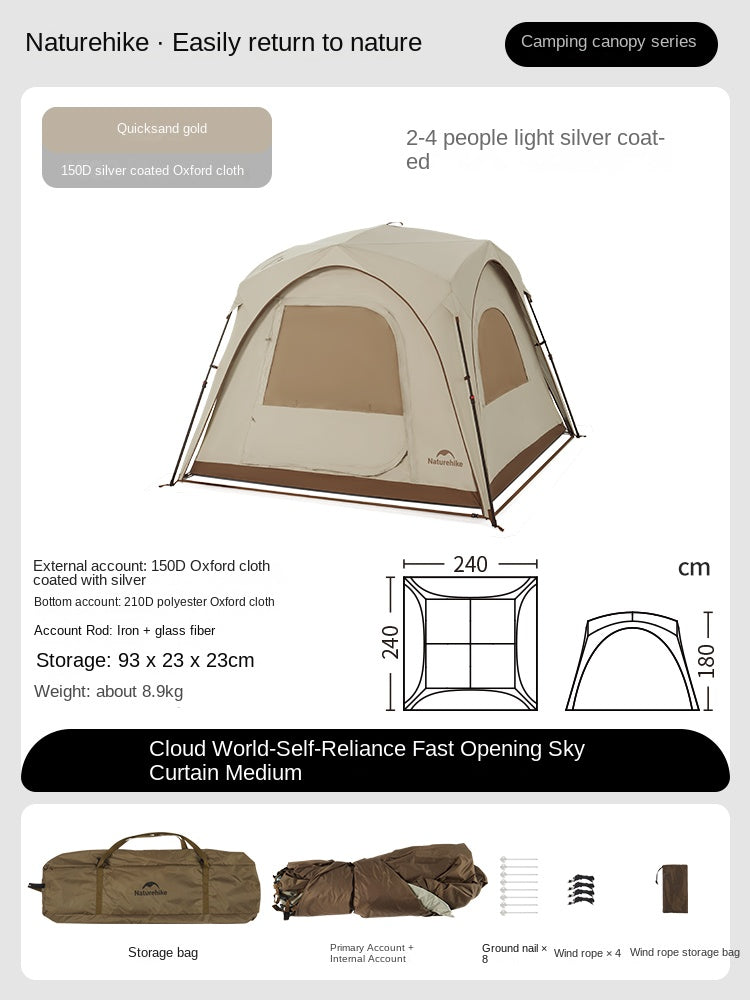 Naturehike CLOUD WORLD Medium Modular Tent Automatic Quick Setup – EZcamp Outdoorhub