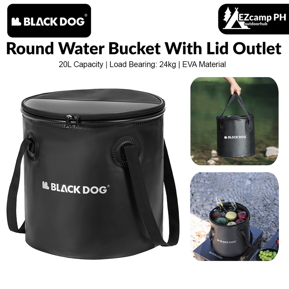 BLACKDOG Folding Round Water Bucket With Lid Outlet Valve Design 20L ...