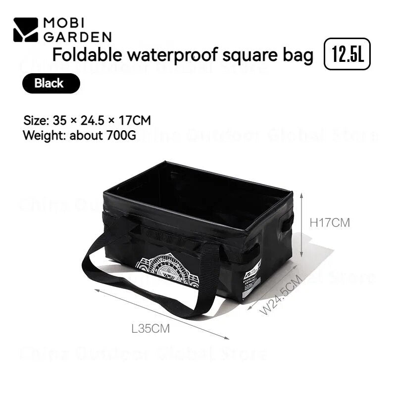 Mobi Garden Black Folding Square PVC Waterproof Storage Bag 12.5L 25L ...