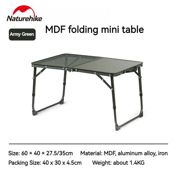 Naturehike DEERFIELD 2.0 MDF Folding Mesh Mini Table Adjustable High L ...