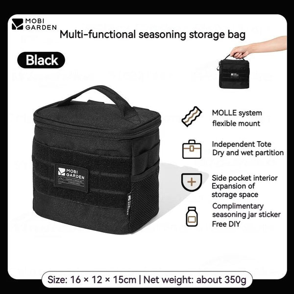 Mobi Garden 6pcs Set Spice Condiments Portable Storage Bag MOLLE Black ...