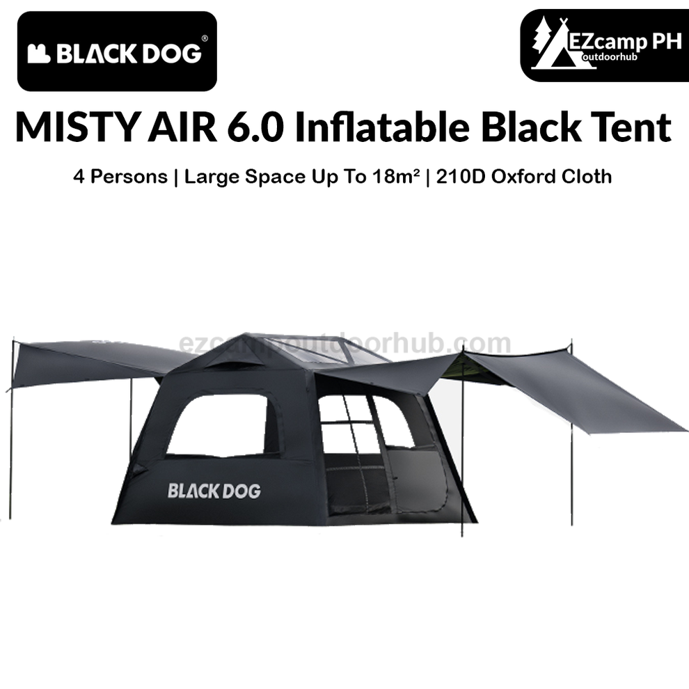 Blackdog MISTY AIR 6.0 Inflatable Black Tent 4 Person Fast Build Built ...