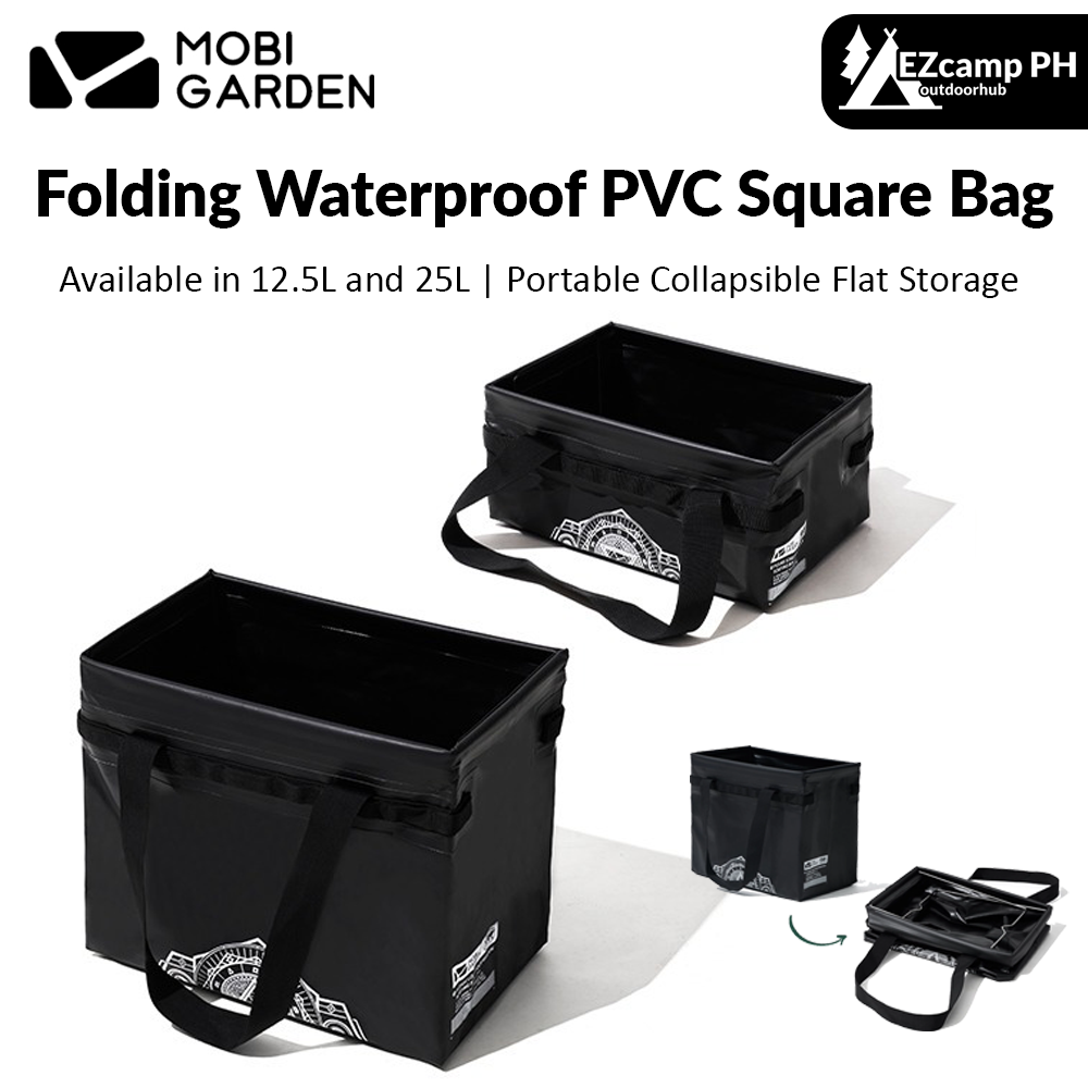 Mobi Garden Black Folding Square PVC Waterproof Storage Bag 12.5L 25L ...