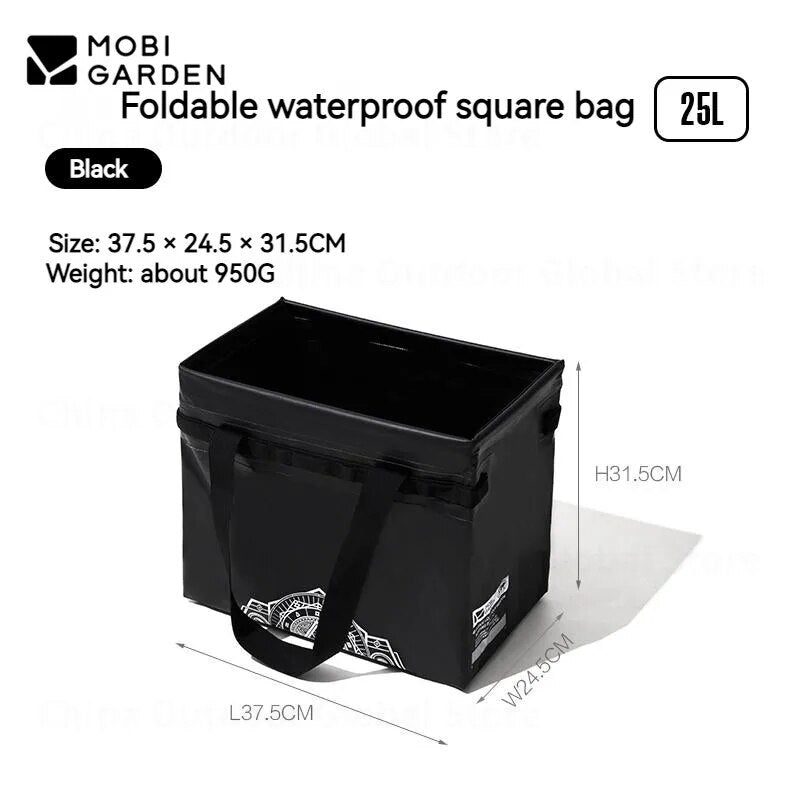 Mobi Garden Black Folding Square PVC Waterproof Storage Bag 12.5L 25L ...