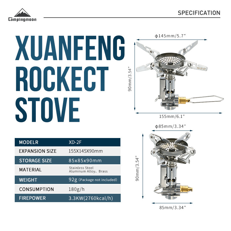 CAMPINGMOON XD-2F Mini High-Power Rocket Butane Gas Stove ...