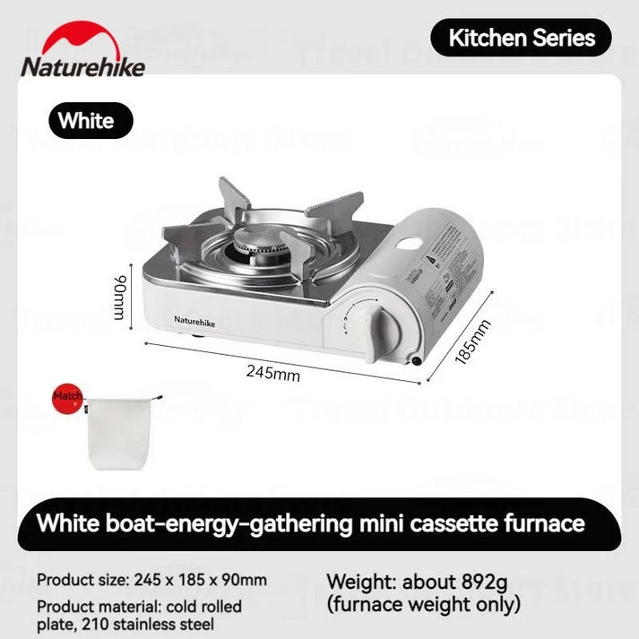 Naturehike WHITE BOAT Mini Portable Butane Gas Canister Cassette Stove ...