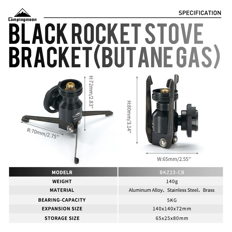 CAMPINGMOON Z23-CB Rocket Stove Bracket Black Stand Butane Converter – ezcampphoutdoorhub