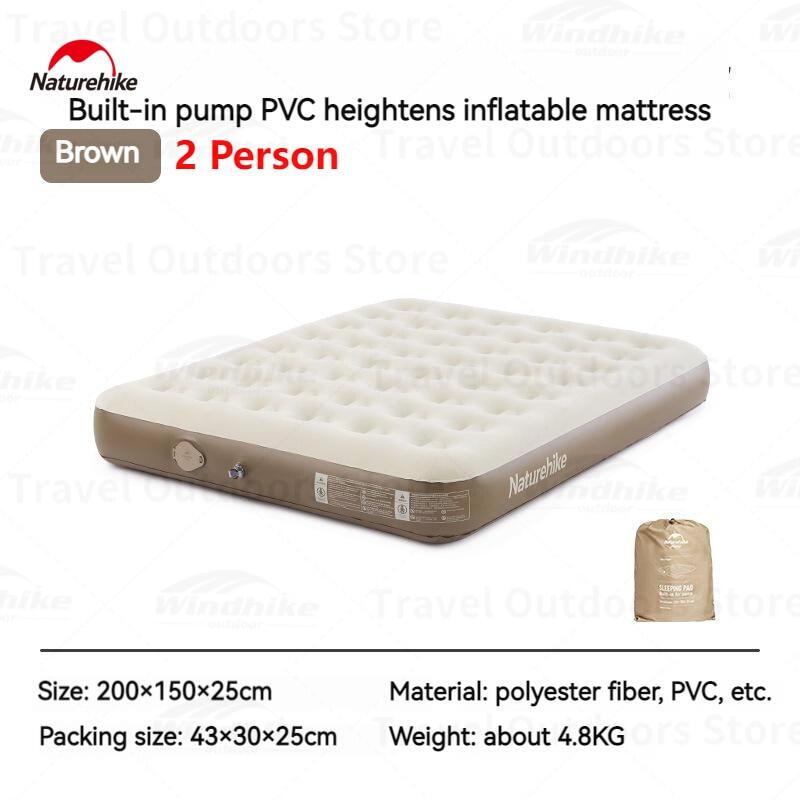 Naturehike Built-in Pump Air Mattress Bed PVC 25cm Thick 450kg Load ...
