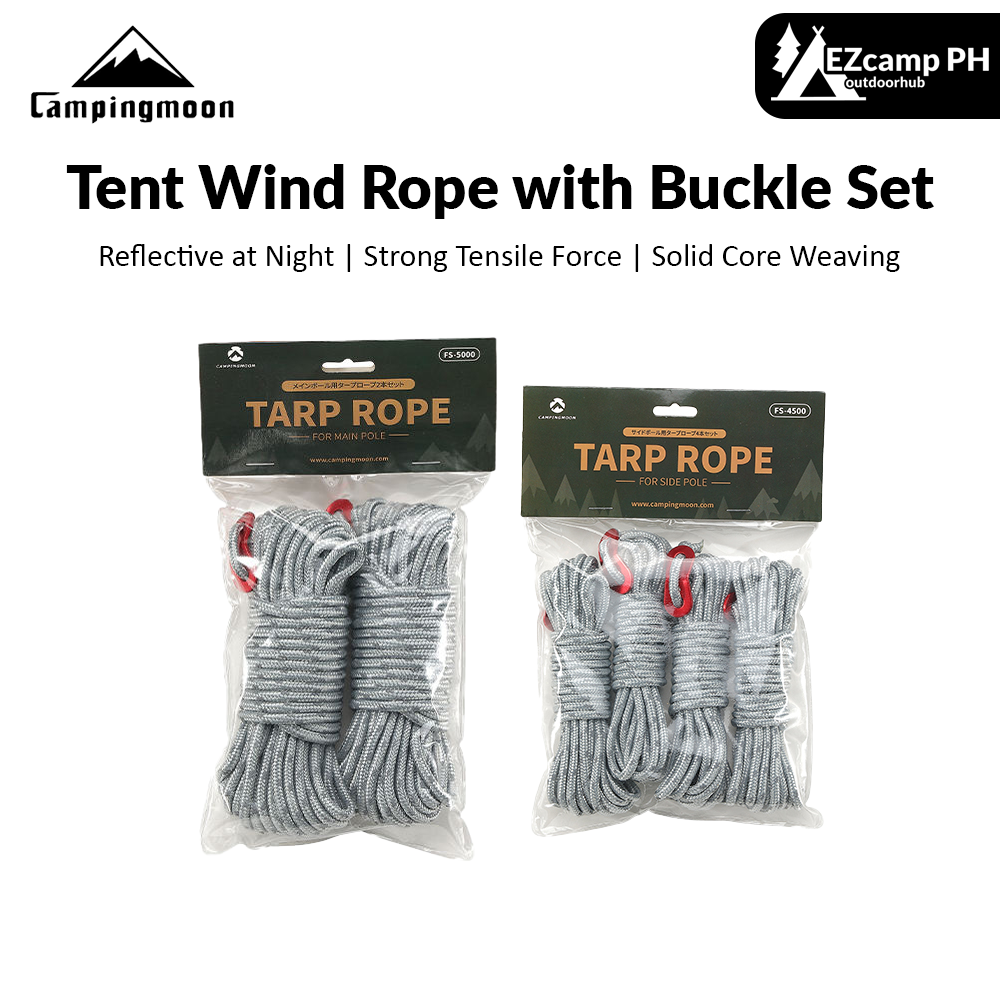 Campingmoon Tent Wind Rope Tarp Reflective Guy Lines with Adjustable ...