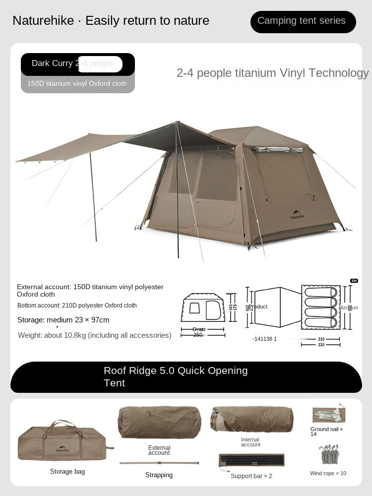 Naturehike VILLAGE 5.0 Gen 3 Fast Build Automatic Tent 1 Bedroom 1 – EZcamp Outdoorhub