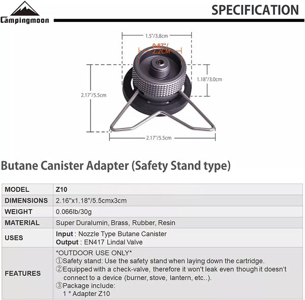 CAMPINGMOON Butane Gas Converter Adapter Nozzle Type Canister Tank ...