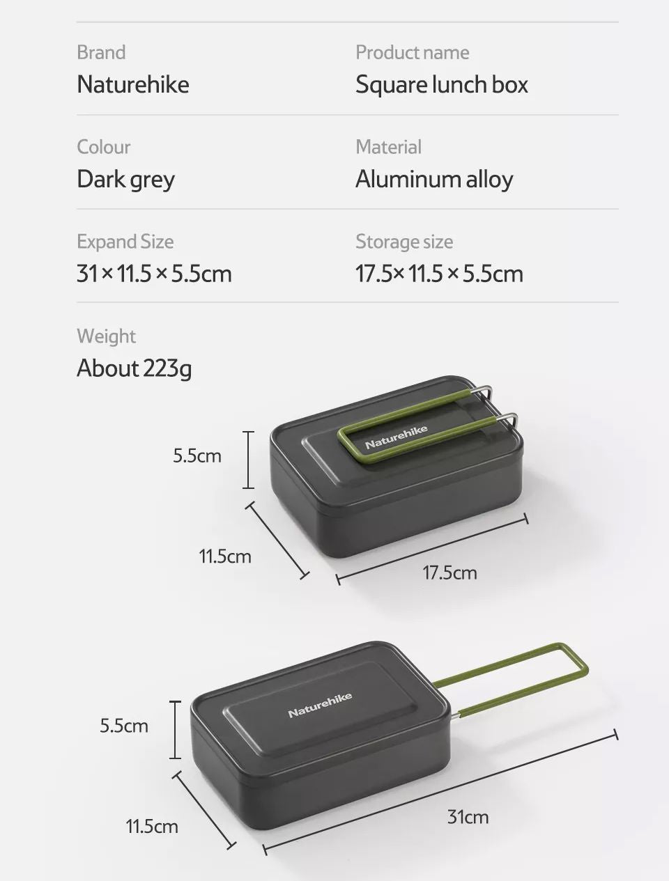 Naturehike Outdoor Portable Aluminum Alloy Square Hiking Lunch Box ...
