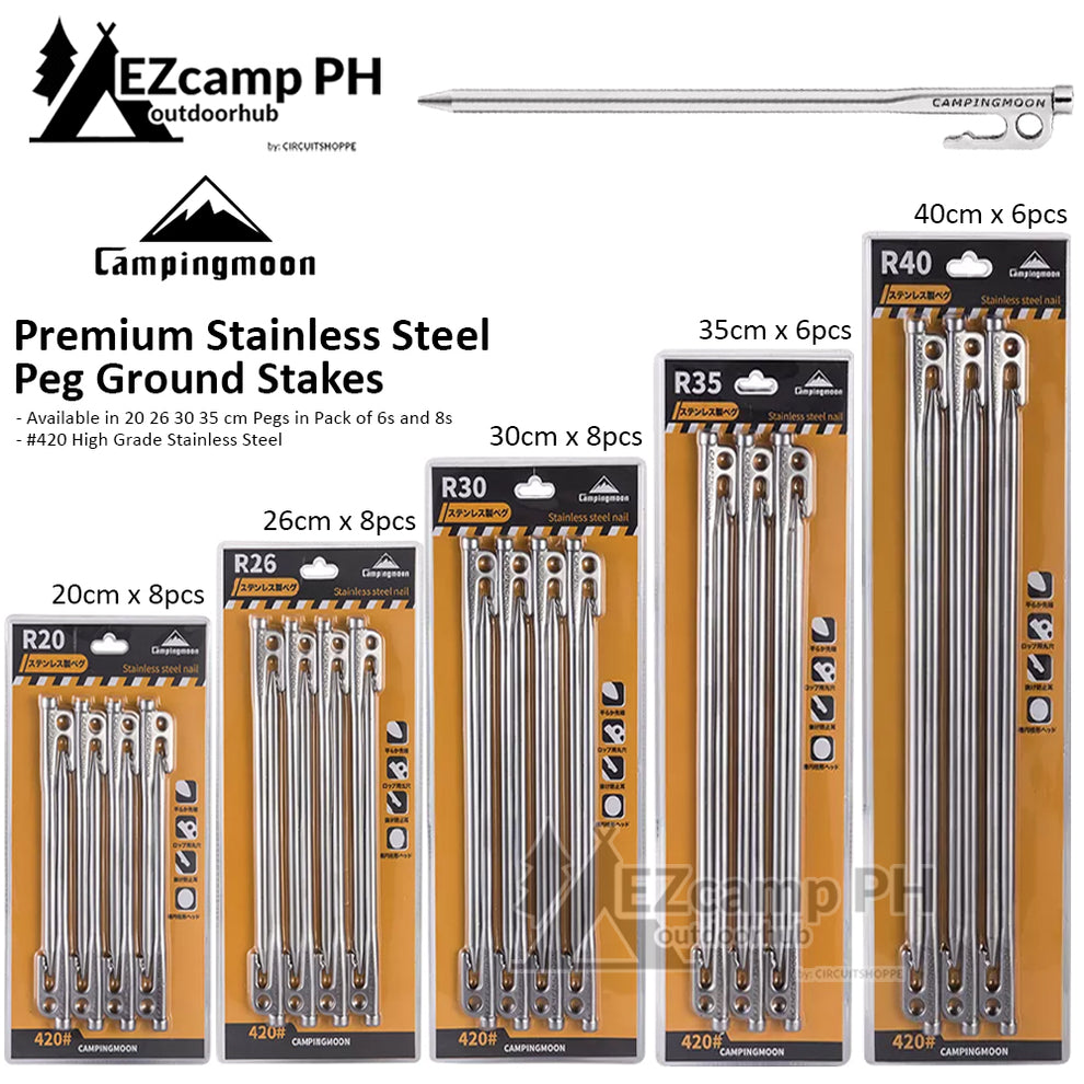CAMPINGMOON Stainless Steel Peg Stakes Pack of 6 and 8 Ground Nail – EZcamp Outdoorhub